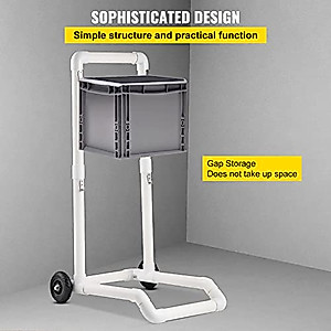 VEVOR Plastic Recycling Cart, 22.8" x 15.7" Hook-Type Moving Bin Cart with 2 Wheels, Easy Assembly & Weatherproof Well-Built Recycle Cart, for Simple Recycle Bin and Caddy, White