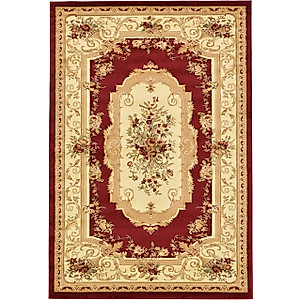 Unique Loom Versailles Collection Traditional Classic Floral Motif Area Rug (6' 0 x 9' 0 Rectangular, Burgundy/ Ivory)