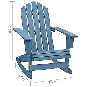 Tidyard Patio Adirondack Rocking Chair Solid Fir Wood Blue Outdoor Fire Pit Chair Wooden Garden Armchair for Porch Pool Lawn Deck Backyard Balcony Outdoor