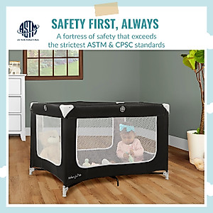 Dream On Me Zoom Portable Playard in Dark Grey, Lightweight, Packable and Easy Setup Baby Playard, Breathable Mesh Sides and Soft Fabric - Comes with a Removable Padded Mat