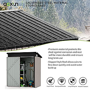 Aoxun 3.1 x 5.6 FT Outdoor Storage Shed - Storage Sheds Galvanized Metal Shed with Air Vent and Door, Tool Storage Backyard Shed Bike Shed, Tiny House Garden Tool Storage Shed for Backyard Patio Lawn
