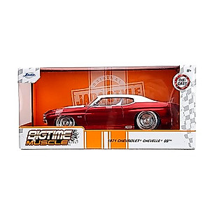 Big Time Muscle 1:24 1971 Chevy Chevelle Die-Cast Car, Toys for Kids and Adults(Red/White)