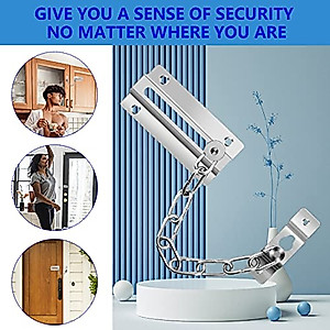 Door Chain Lock, 2 Pack Stainless Steel Chain Locks with 12 Screws, Sliver Security Thickened Chain Guard with Lock for Inside Door Kids Home Safety