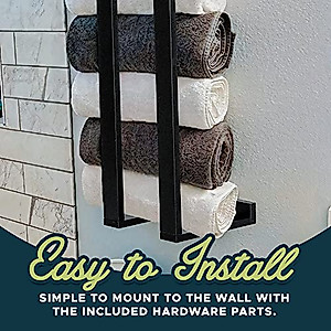 RELODECOR Blanket Wall Rack (Black), Blanket Holder for Bedroom and Living Room, Blanket and Towel Wall Mount Rack, Towel Wall Mounted Shelf, Floating Blanket Storage, Wall Decorative Blanket Shelf