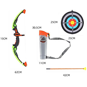 KiiToys Bow & Arrow Toy Set for Kids, Archery Bow 32" Long, Suction Arrow 22", Pretend Play, Soft Power Safe Children Game Set,Silver,Kii-Archery-K35881C