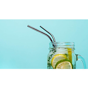 Chef Select Reusable Drinking Straws, Stainless Steel, 4 Bent, 2 Straight, 2 Cleaning Brushes, 6 Silicone Flex Tips - Mixing Drinks or on the Go