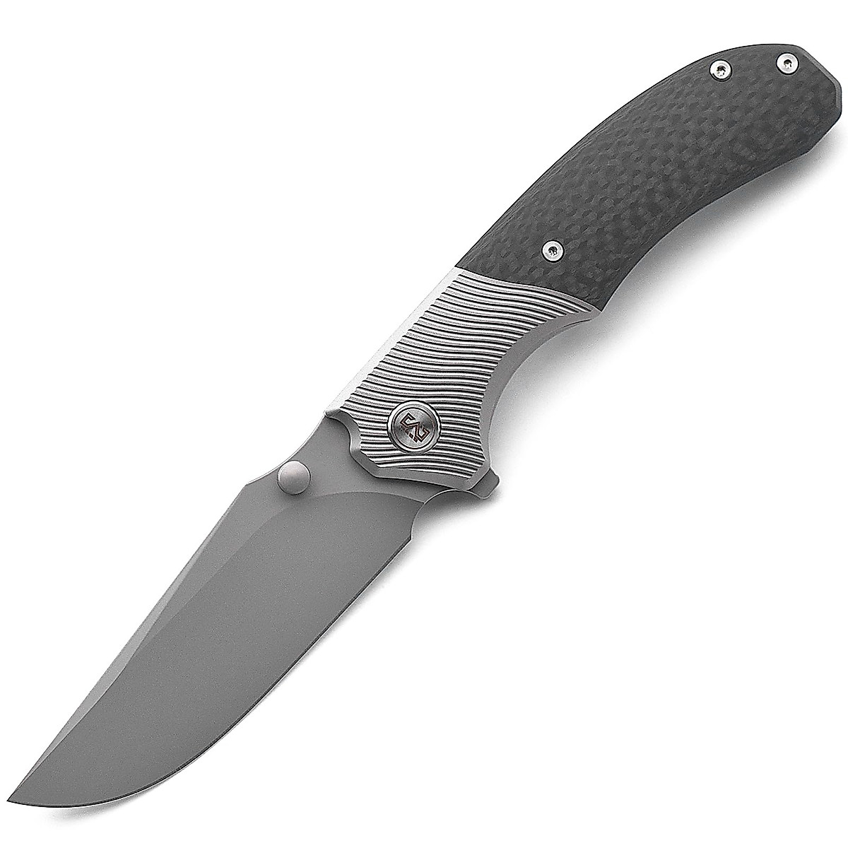 Miguron Knives M Centurion Flipper Folding Knife 3.5" S90V Blade Titanium And Black Carbon Fiber Handle Camping Hiking Pocket Knife MGR-609CBK
