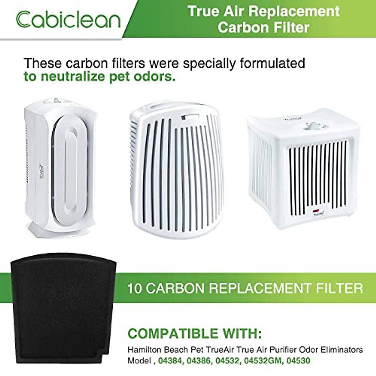 True Air Replacement Carbon Filters Compatible with Hamilton Beach Pet TrueAir Purifier Odor Eliminators Model 04384, 04386, 04532GM, 04530G, 04530GM & 04531GM,Compared to part #04234G (6-Pack)