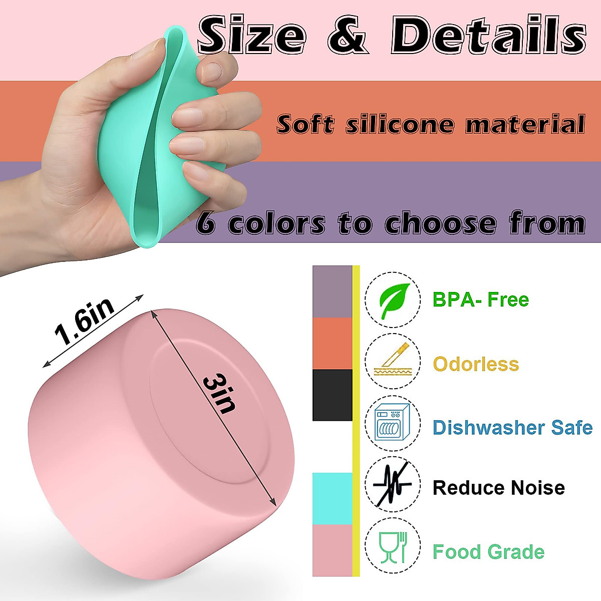 2Pcs Silicone Boot for Stanley 40 oz 30 oz Tumbler with Handle & Stanley IceFlow 20oz 30oz, Reduces Noise Protective Silicone Water Bottle Bottom Sleeve Cover for Stanley Cup Accessories (Pink Dusk)