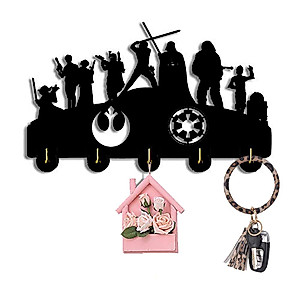 Wall Hanger Wall Hook Key Holder Key Hanger Wall Key Rack Wood Wall Key Holder with 5 Metal Hooks Personalized Gift Home Housewarming Gift S2