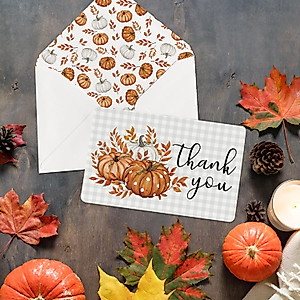 Artoid Mode 36 Pack Leaves Pumpkin Thank You Cards Fall Greeting Cards Gift With Envelope Sticker Blank Note Cards for Birthday Wedding Baby Shower Bridal Shower, 4 x 6 Inch