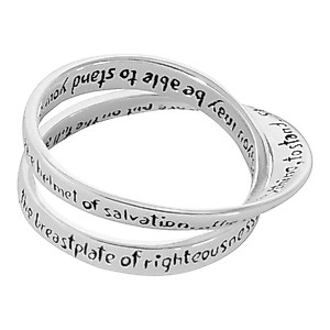 Ephesians 6:13 Silver Plated Women's Double Mobius Ring Size 7