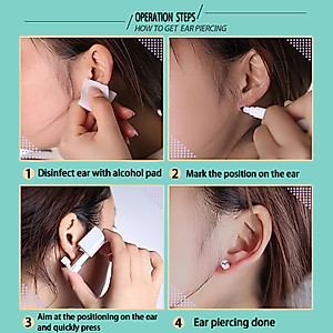 24 Pcs Ear Piercing Kit Disposable Ear Piercing Gun Kit with 8 Pcs Self Piercing Gun and 8 Pcs Earrings Stud 8 Pcs Alcohol Pads
