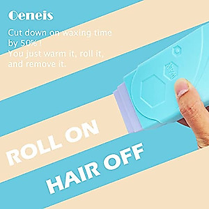 Roll On Wax Kit, at Home Wax Roller for Women, Rolling Wax Hair Removal Kit for Brazilian Wax, Underarms, eyebrows, Waxing kit includes 2 Soft Wax Cartridge & 100 Non-woven Wax Strips (Green)