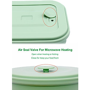 FUSMYE Set of 2 Collapsible Pure Silicone Food Storage Containers With Lids, BPA Free, Rectangle and Round Bento Lunch Box Containers Airtight, Microwave,Dishwasher and Freezer Safe for Camping