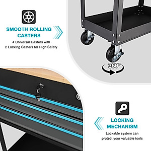 DURATECH 30-1/2 in 3-Drawer Rolling Tool Cart with Wood Top, Heavy Duty Storage Organizer Cabinet, Utility Industrial Service Cart with Casters and Locking System for Mechanics Warehouse Garage