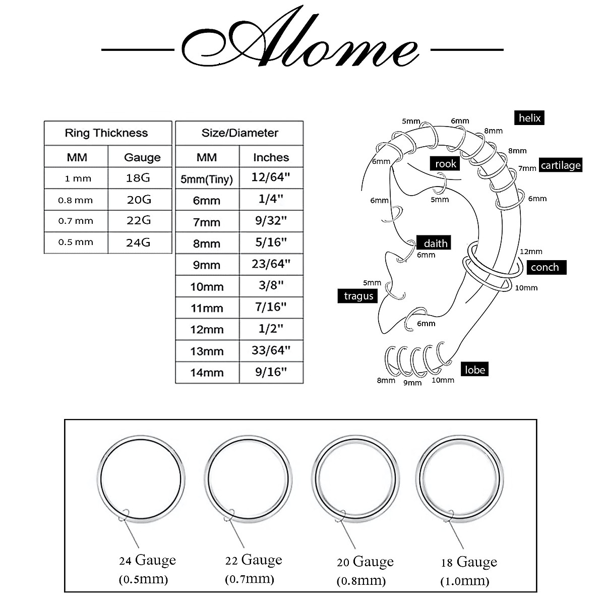 14k Gold Filled Conch Hoop Earrings for Women, 12mm 18 Gauge (Gold, 12mm 18 gauge / 1 pair)