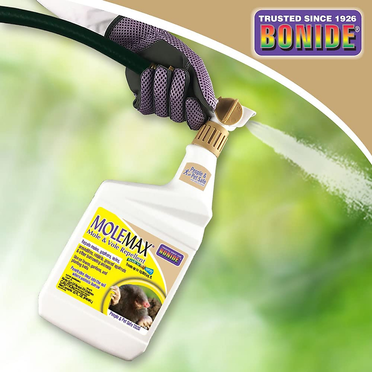 Bonide MOLEMAX Mole & Vole Repellent, 32 oz Ready-to-Spray Animal Repellent for Gardens, People and Pet Safe
