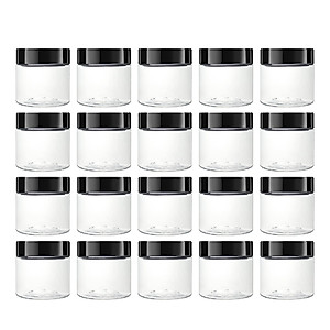 zmybcpack 20 pack 2 OZ Round Clear Plastic Slime Jars With Lids, PET Containers, Storage Jars, Travel Jars For Cosmetic, Makeup, Organization