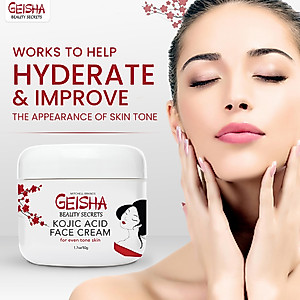 OMIC Geisha Kojic Acid Cream - 1.7 fl oz / 50 ml - Skin Brightening Cream for Face, Body, Hands - with Glycolic Acid