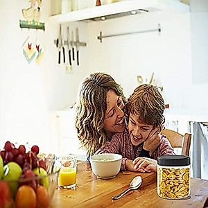 8 Oz Clear Plastic Jars with Black Lids Refillable Kitchen Storage Containers for Dry Food, Coffee, Nuts and More, 3 Pack