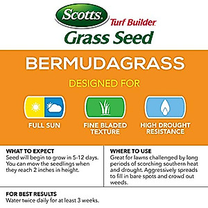 Scotts Turf Builder Grass Seed for Bermudagrass is Built to Stand up to Scorching Heat and Drought, 10 lbs.