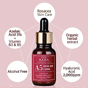 Azelaic Acid 5% Facial Serum with Niacinamide - Fast Rosacea Skin Care Product + Reduce Cystic Acne Scar + Redness Relief Face + Pimple Pigmentation Blackhead, 1 Fl Oz (30ml) (5% Azelaic Acid)