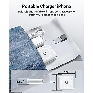 Wireless Charger, Magnetic Foldable 3 in 1 Mag-Safe Charger, Fast Travel Wireless Charging Station for iPhone 15/14/13/12/ Series,for iWatch,for AirPods (Adapter Included)