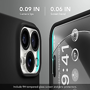 GONEZ for iPhone 14 Pro Max Case Silicone, Compatible with MagSafe, with Screen Protector + Camera Lens Protector, Liquid Silicone Shockproof Protective iPhone 14 ProMax Case 6.7", Black