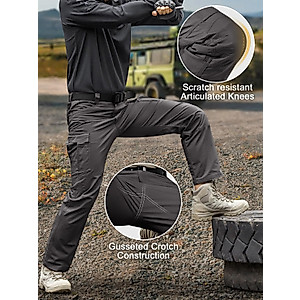 FREE SOLDIER Mens Cargo Pants Lightweight Work Pants for Men Water Resistant Tactical Pants with Pockets for Hiking Outdoor（Gray34Wx30L）
