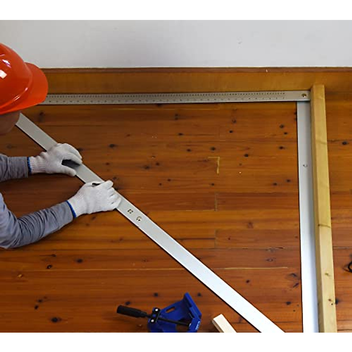 Triangle Ruler 48 Inches Folding Aluminium Framing Square Construction Tools Combination Carpentry Squares in Framing Roofing Stair Work Woodworking Movable Right Angle 90°45 Degree Angle Ruler