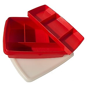 Tupperware Vintage 3 Piece Stow N Go Divided Craft Organizer with Removable Tray in Red