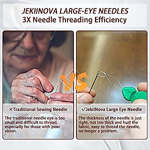 Large-Eye Needles for Hand Sewing, 50pcs Premium Large Eye Sewing Needles with Threaders and Storage Tube 5 Size Large Eye Pointed Stitching Needles for Stitching Crafting Projects and Embroidery