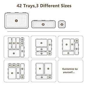【𝟰𝟮𝗣𝗖𝗦】A-LUGEI Tool Box Organizer Tray Divider Set, Desk Drawer Organizer, Garage Organization and Storage Toolbox Accessories for Rolling Tool Chest Cart Cabinet Work Bench Small Parts