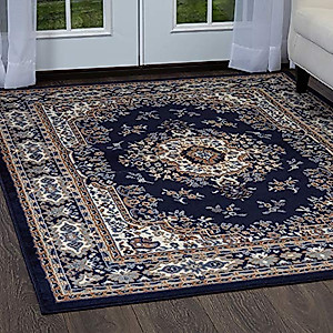 Home Dynamix Ariana Ksara Area Rug 3 Piece Set (4'11" x6'11,1'8" x4'11,1'8" x2'8), Border Navy Blue