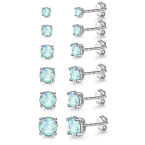 Opal Stud Earrings for Women Hypoallergenic 925 Sterling Silver Post Stud Earrings Sets for Multiple Piercing Jewelry Gift