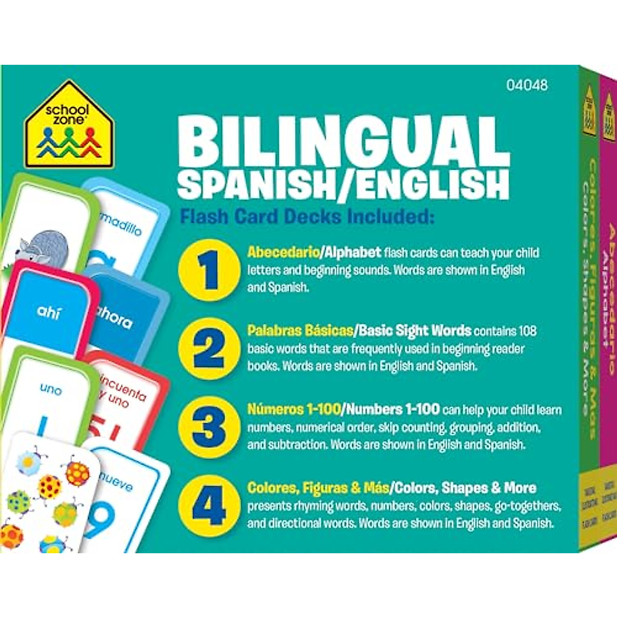 School Zone Bilingual Spanish/English Flash Card Set: Tarjetas de Índice Bilingües Español/Inglés, Alphabet, Sight Words,: Numbers 1-100, Colors & ... Immersion (Spanish) (Spanish Edition)