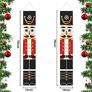 Merry Christmas Banner Decor Porch Sign, Christmas Decorations , Christmas Porch Banner Happy New Year Signs for Home Front Door Fireplace or Holiday Party Decor for Country Wall Hanging Outside (Christmas and New Year) (Christmas Doorman)