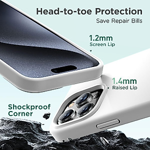 Cordking Designed for iPhone 15 Pro Max Case, Silicone Ultra Slim Shockproof Phone Case with [Soft Anti-Scratch Microfiber Lining], 6.7 inch, White