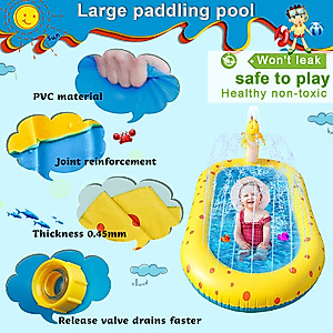 LQTTEK Inflatable Sprinkler Pool for Kids, Cute Dinosaur Kiddie Pool, 3-in-1 Backyard Splash Pad Swimming Outdoor Water Toys for Toddlers