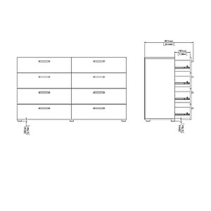 Tvilum Dallas 8 Drawer Double Dresser, Dark Chocolate