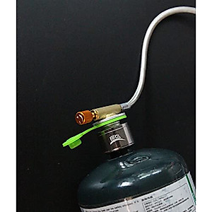 BRS-17GX Propane Gas Canister Adapter 1Lb Propane Small Tank Input and EN417 Lindal Valve Output Propane Canister Converter Multi-Function Adapter for Outdoor Hiking Picnic Kitchen with Gas Tank Bracket
