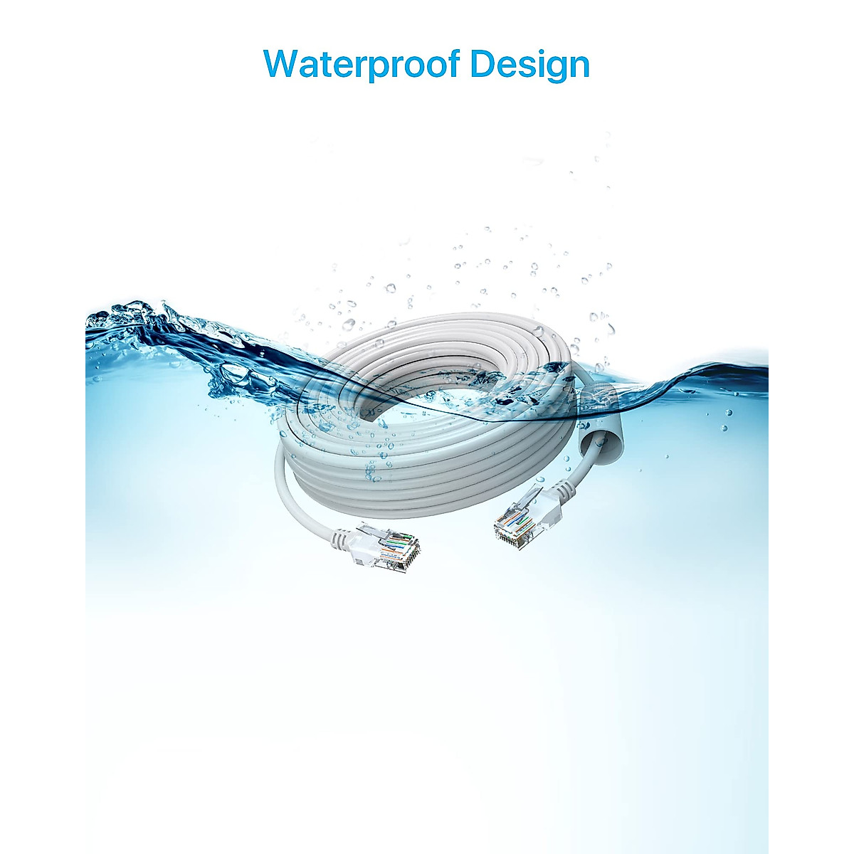 ZOSI Cat5e Ethernet Cable 60ft High Speed Network RJ45 wire cord 8 pin 1000Mbps 155Mhz in Wall,Outdoor,Weatherproof for POE Security Cameras system,PoE switch,internet router,computer