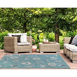 Liora Manne Shells Aqua Indoor Outdoor Area Rug, 3'3" x 4'11"