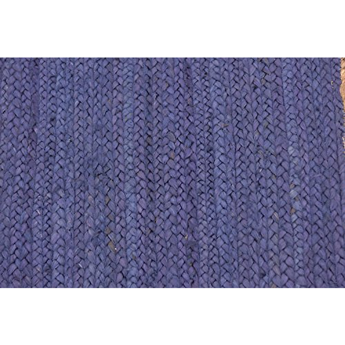 Unique Loom Braided Jute Collection Classic Quality Made Natural Hand Woven with Solid Color Detail, Area Rug, Rectangular 2' 0" x 3' 0", Navy Blue/Tan