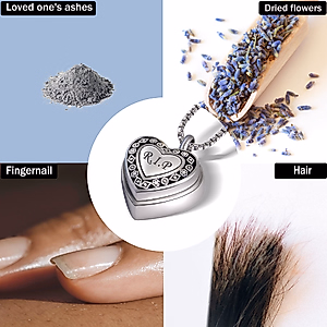 Fanery Sue Customized Urns Locket for Human Ashes Keepsake,Locket Necklace for Ashes with Picture Inside Cremation Jewelry Ashes Holder for Women Men (Classic Heart Silver)