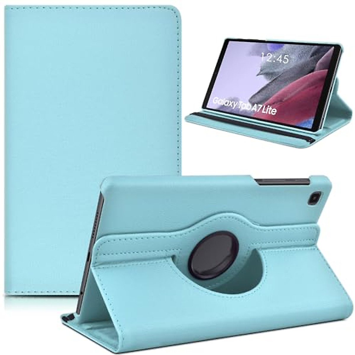DETUOSI Rotating Case for Samsung Galaxy Tab A7 Lite 8.7" 2021 (SM-T220/ T225/ T227U), 360 Degree Swivel Multi-Angle Stand Folio Leather Book Cover + Protective Hard Back Shell + Elastic Band Closure