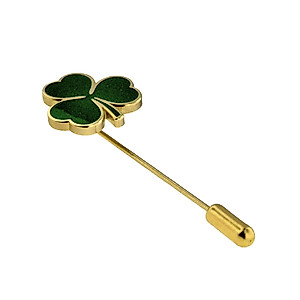 PinMart's Gold St. Patrick's Day Shamrock Clover Lapel Stick Pin