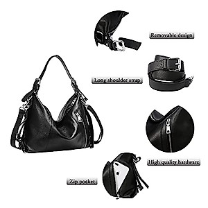 HESHE Vintage Genuine Leather Purses and Handbags for Women and Ladies Shoulder Bag Crossbody Bags (Black)