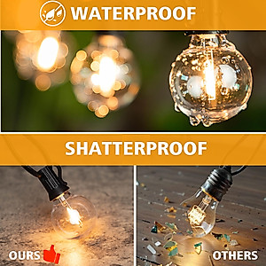 G40 LED Solar Replacement Bulbs,1W Equal to 5W, Plastic E12 Screw Base Shatterproof & Waterproof Globe Bulbs Light for Outdoor String Lights,Patio Cafe Bistro Decor, DC 3V,2700K Warm White,25 Pack